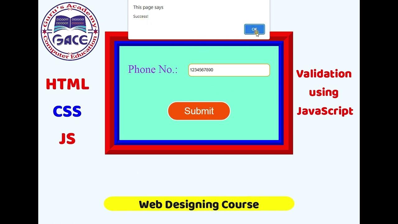 JavaScript | Validation using JS | HTML, CSS, JS | Web Designing Course - YouTube