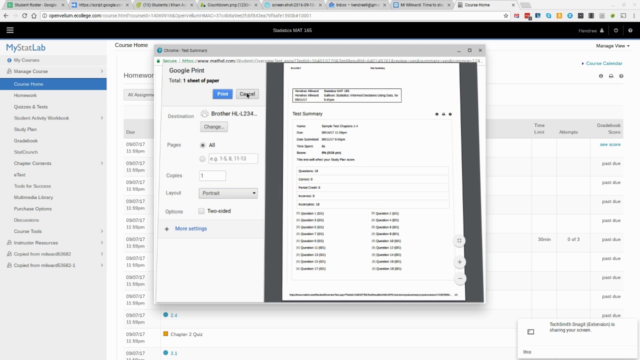 How to print off a sample test in MyStatLab - YouTube
