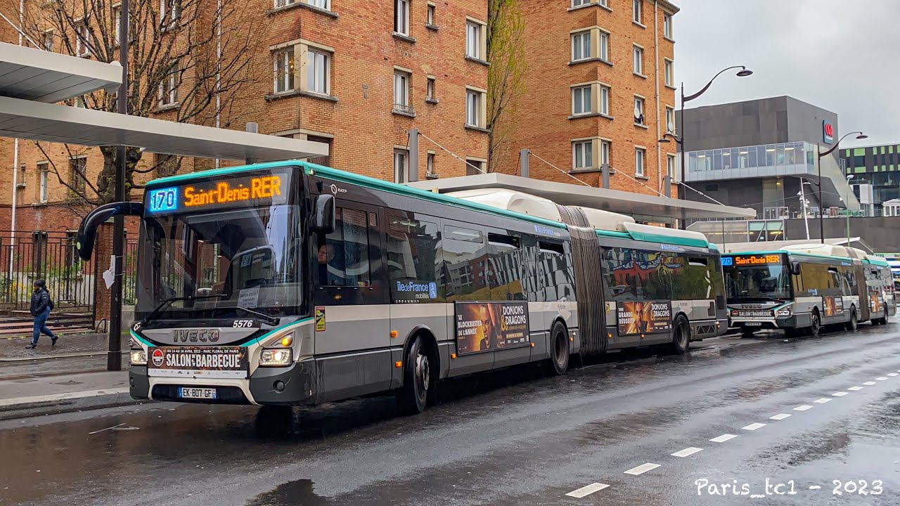 [FULL THROTTLE] IvecoBus UrbanWay 18 hybride - Ligne 170 RATP - YouTube