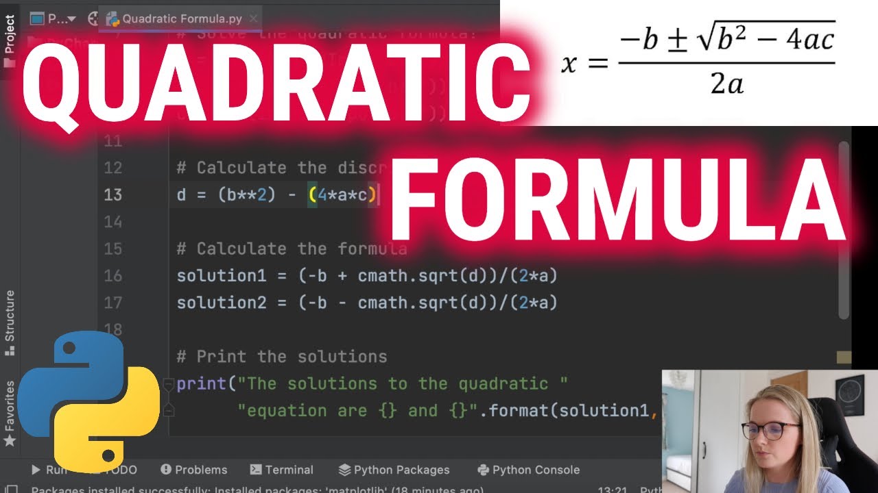 Python Program To Find Roots Of The Quadratic Equation YouTube