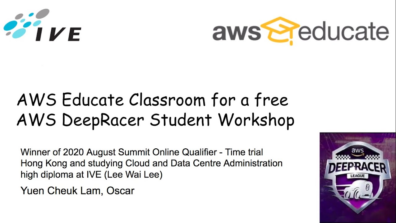 AWS Educate Classroom for a free AWS DeepRacer Student Workshop - YouTube