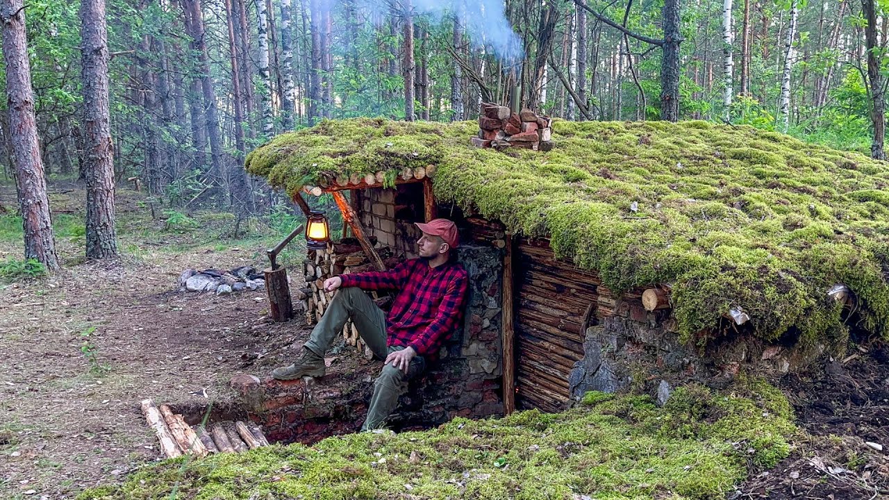 Built my best dugout for survival in a wild forest Bushcraft in the ...