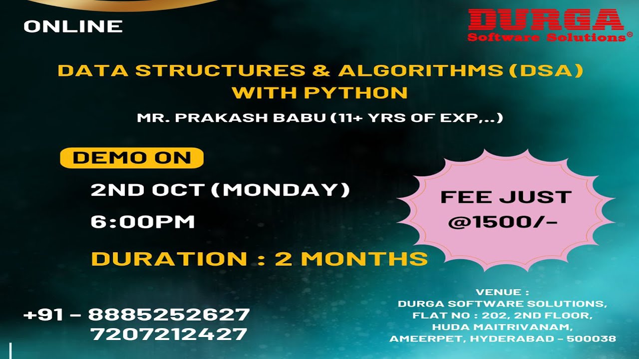 Data Structures And Algorithms With Python Online Training Durgasoft 2384