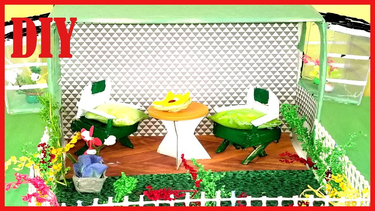 Mini DIY DollHouse Cute Miniature Kit/Back Yard Patio - YouTube