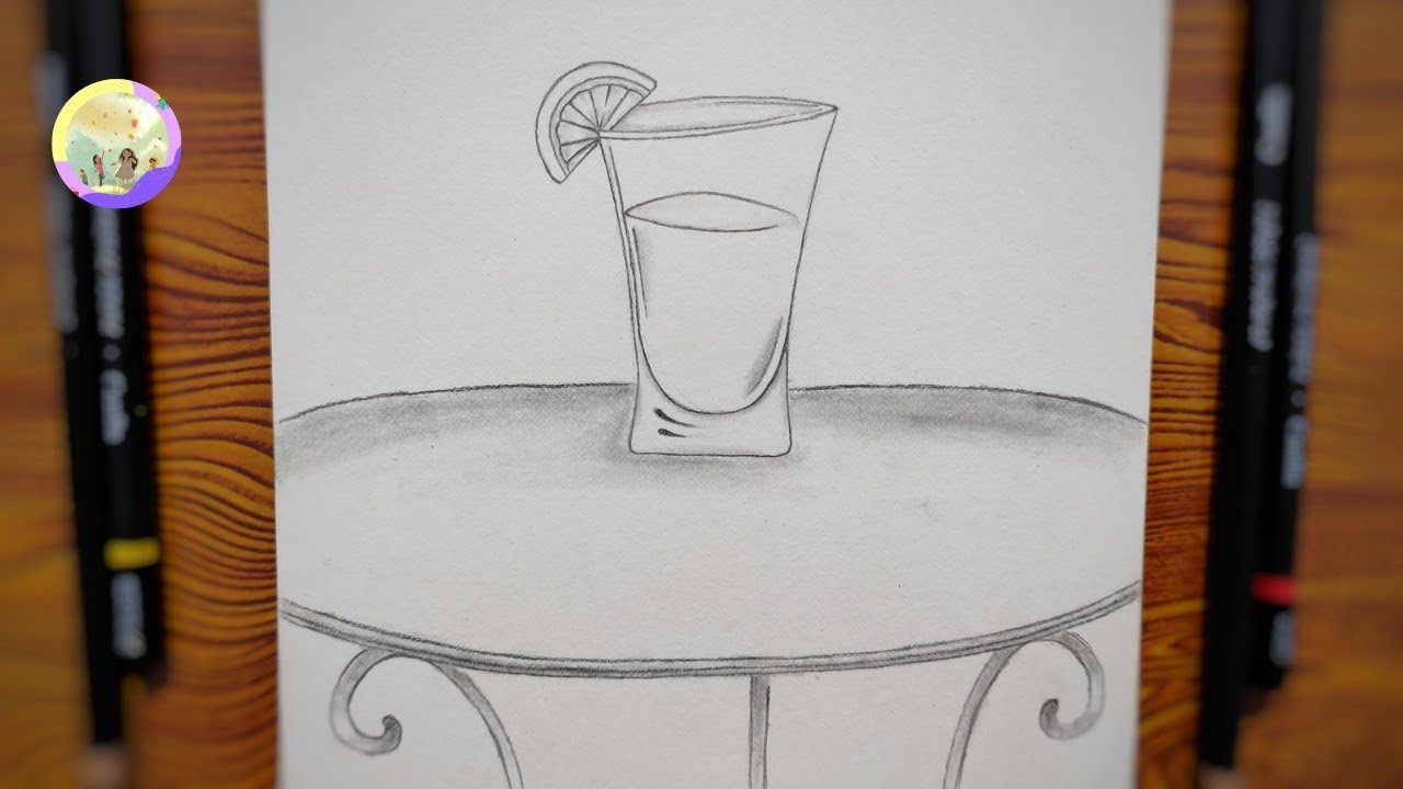 glass on the table pencil sketch Drawing // Air culture art explore ...