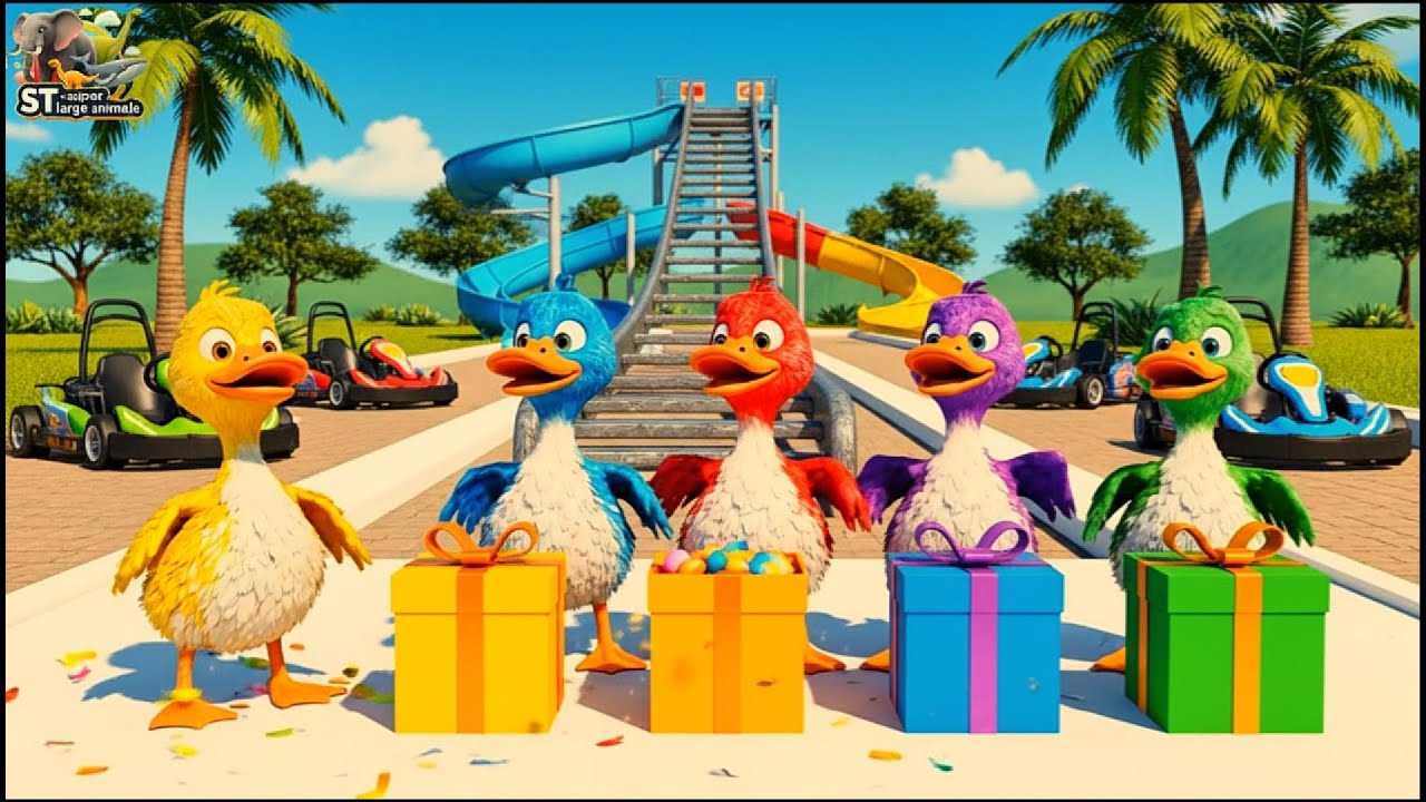 Super Long Slide Race with Wild Animals - YouTube