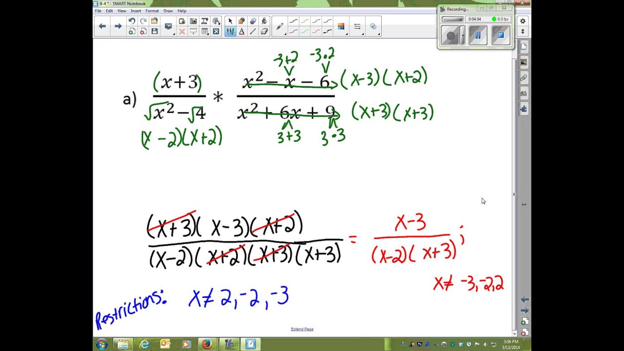 Algebra 2: Lesson 8-4 Multiplying rational expressions - YouTube