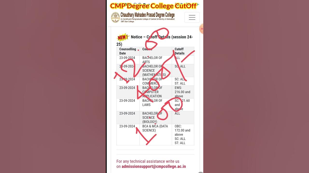 CMP Degree College की एक और CutOff जारी - YouTube