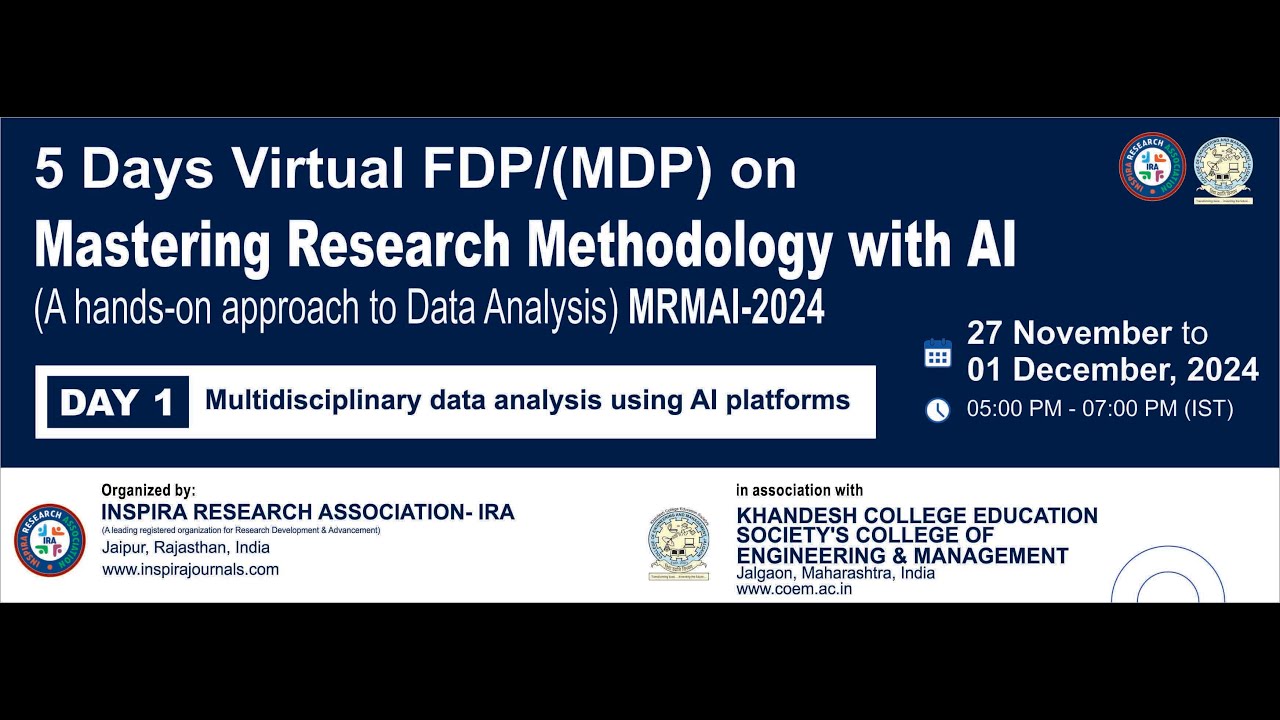 Day 1 FDP/MDP on Research Methodology with AI : Multidisciplinary data ...