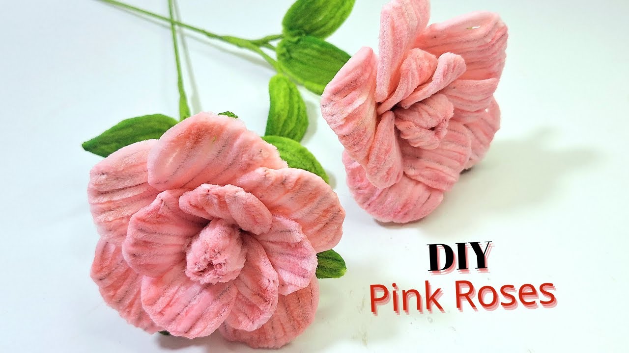 Rose Flower | How to Make DIY Pink Pipe Cleaner Roses - YouTube