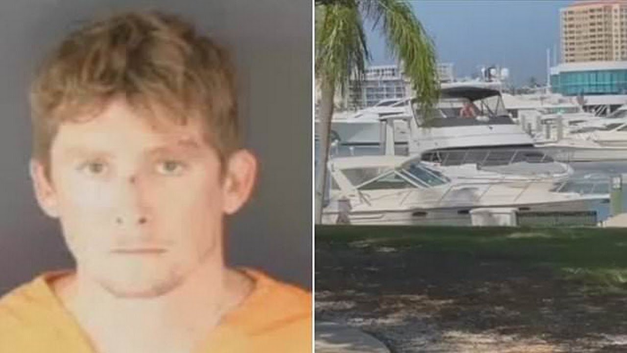 Drunk man driving large boat crashes into multiple docked boats - YouTube