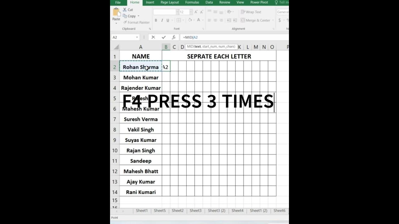 Seprate Each Letter Excel Excelgyan Excelformula Excelworld Excelfunction New Trending