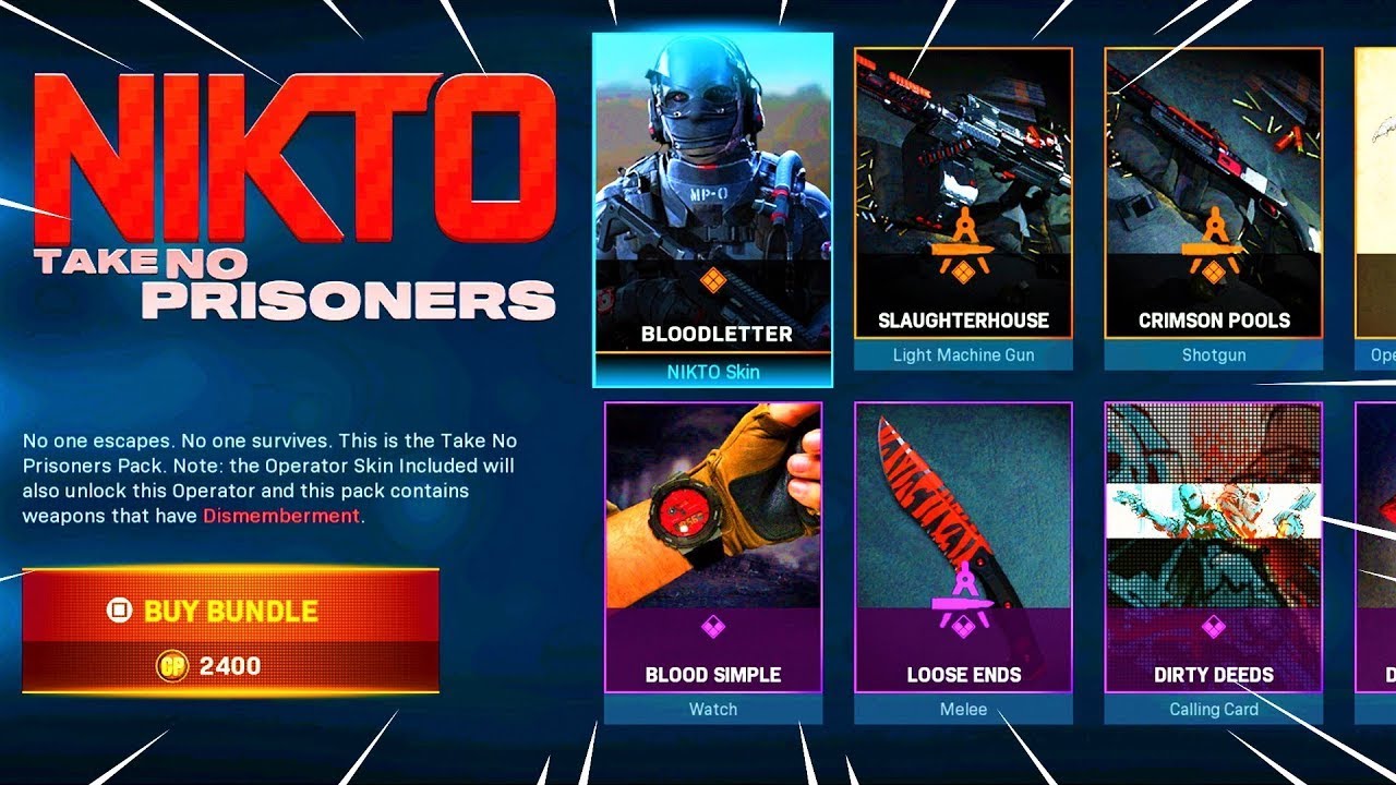 NEW NIKTO "TAKE NO PRISONERS" BUNDLE in MODERN WARFARE! FINISHER & RED ...