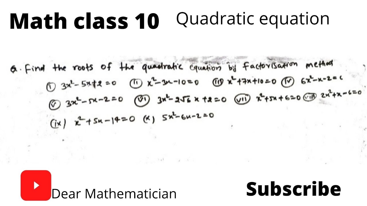 Find The Roots Of The Following Quadratic Equation By Factorisation X2 Find The Roots Of The Following Quadratic Equation By Factorisation X2