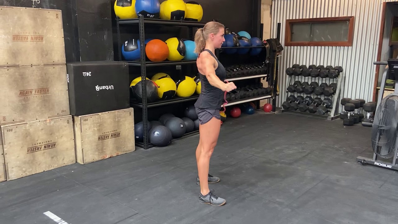 Squat with banded pull apart - YouTube