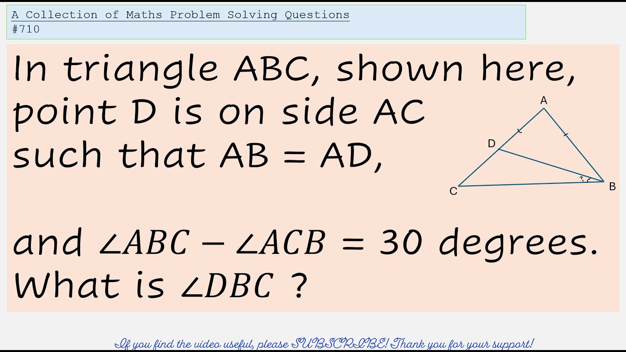 Finding Angles | Competition Maths | Mathematics Contest Problems | KS3 ...
