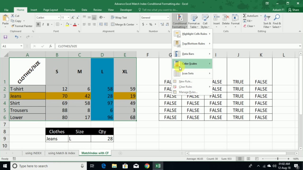 Advanced Excel 2016 Video 1 Match Index Function With Conditional Formatting YouTube advanced-excel-2016-video-1-match-index-function-with-conditional-formatting-youtube