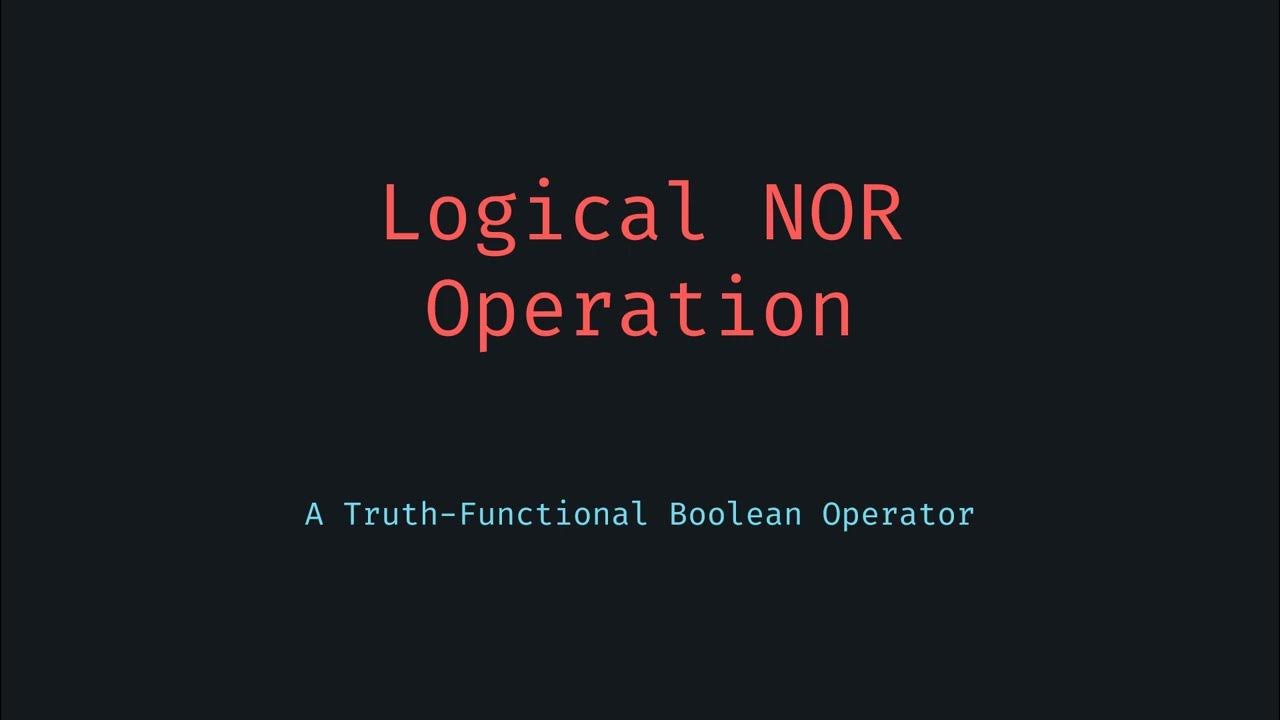 Logical NOR Operation - YouTube
