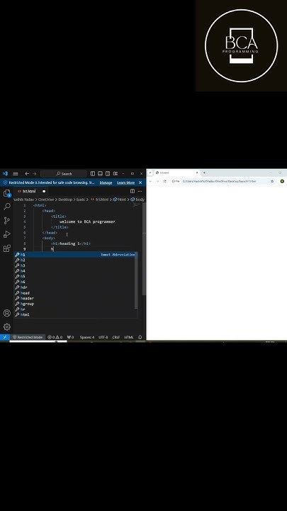Heading Tag Big To Small H1 To H6 Webdevelopment Html Heading Vrialshort Coding Youtube