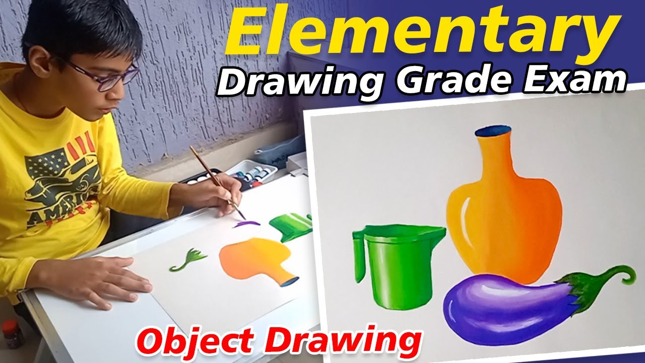 Pot-Mug & Brinjal Object drawing, Elementary drawing, Brinjal drawing ...