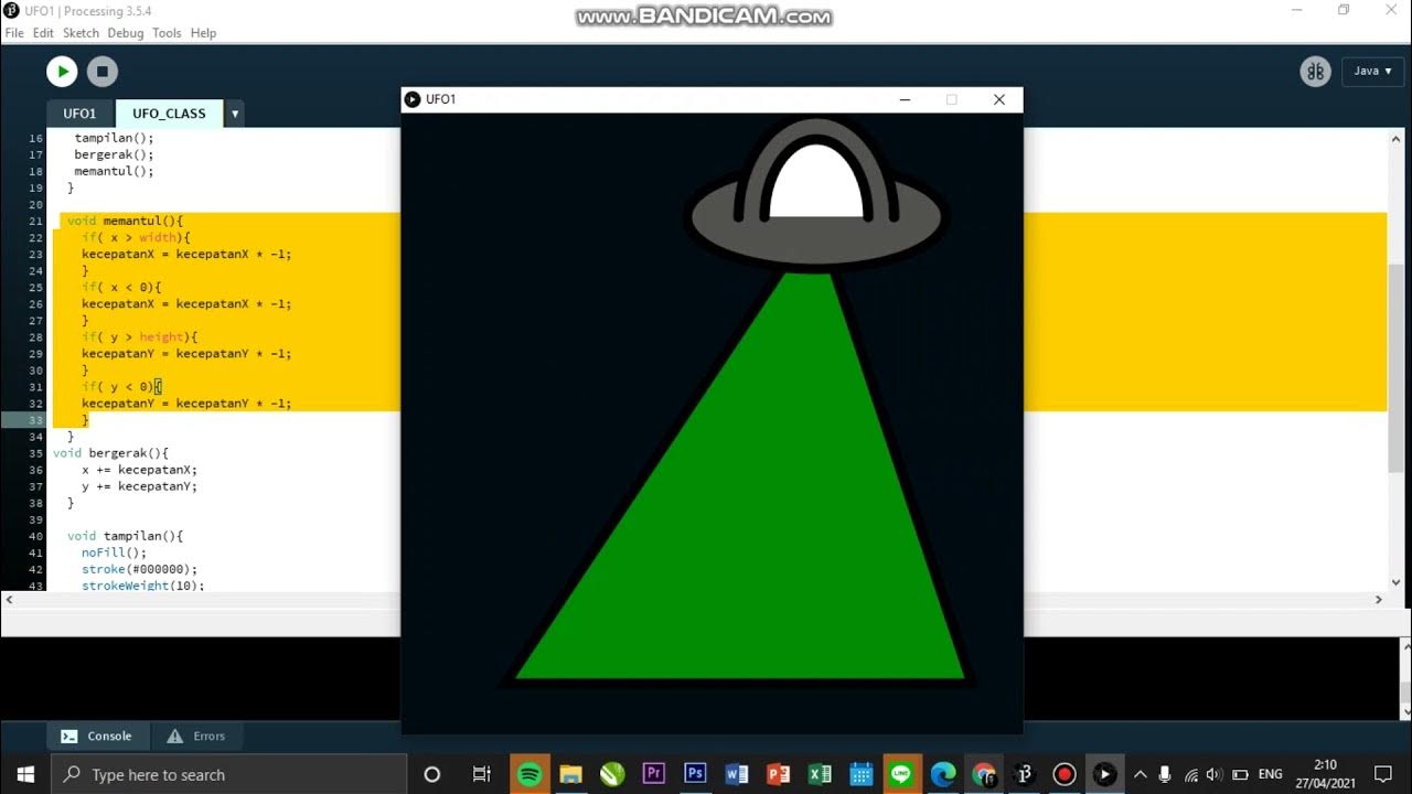 TUTORIAL CARA MEMBUAT OBJEK BERGERAK PADA APLIKASI PROCESSING - YouTube