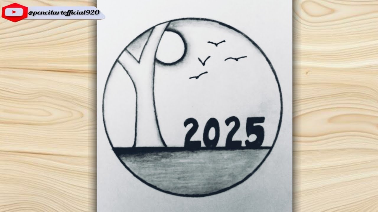Happy new year 2025 drawing/Easy drawing/ New year 2025 drawing/pencil ...