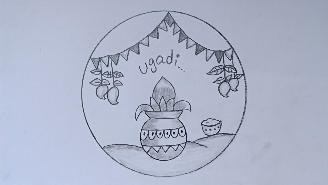Ugadi special drawing || ugadi drawing simple || how to draw ugadi ...