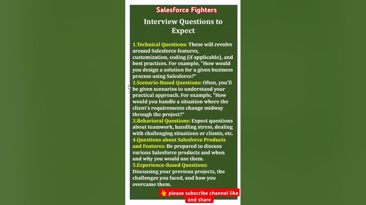 Salesforce Interview Questions Jobinterviewquestions Salesforcefighters Youtube
