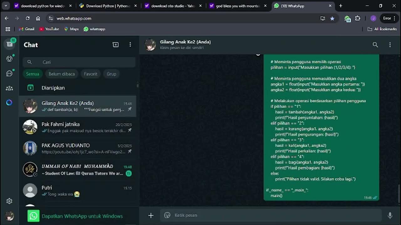 PROJEK SEDERHANA PYTHON(KALKULATOR SEDERHANA) M Gilang Aditya Saputra ...