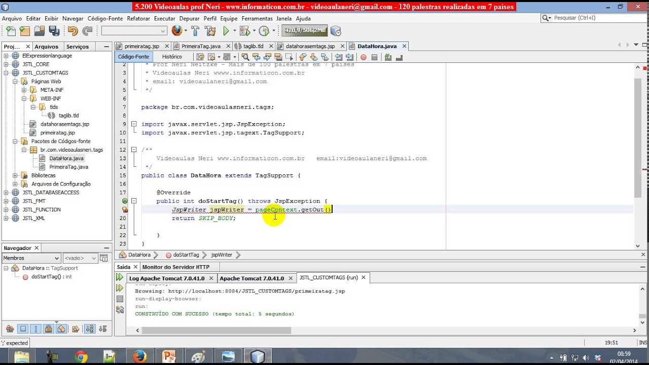 aula 5300 java para web III Criando TAG e TLD para mostrar a data e a hora Calendar - YouTube