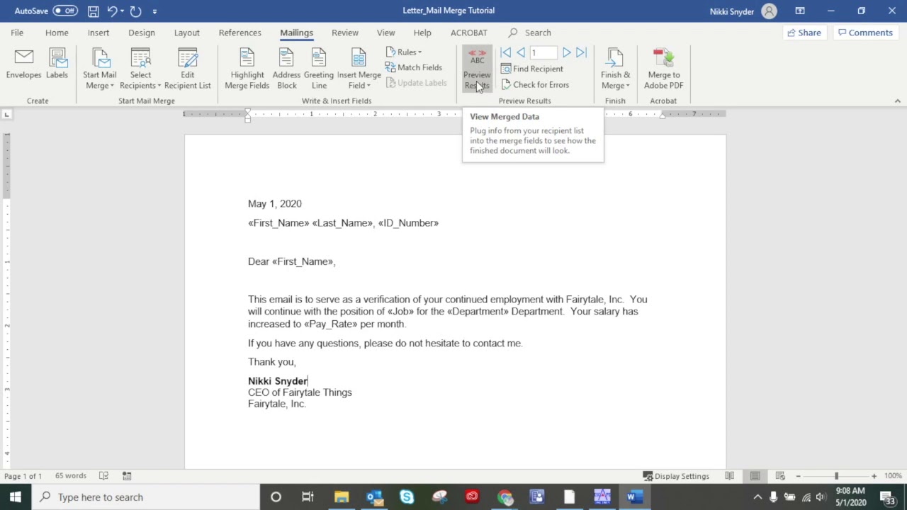 Mail Merge Tutorial- Email - YouTube