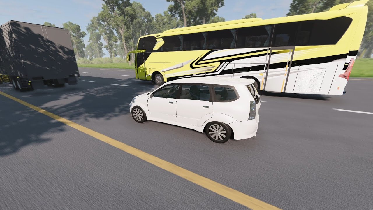 Ilustrasi Avanza nyeruduk Truk karena mengikuti Bus DP, BeamNG Drive ...
