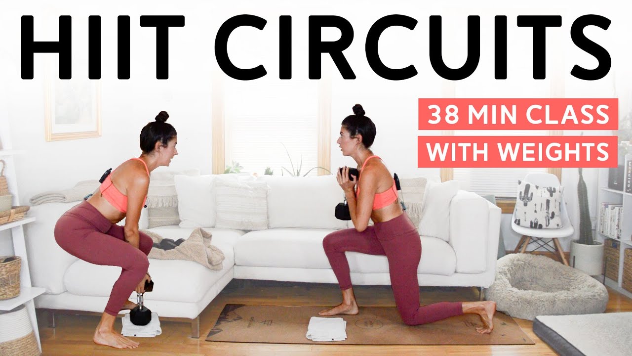 HIIT Circuits Workout (38 Min Class) - Set of Weights - YouTube