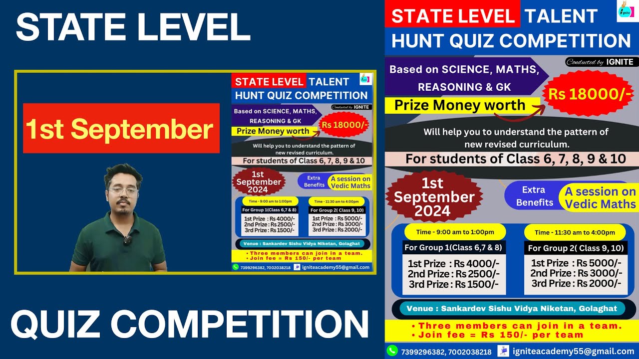 State level Quiz Competition / 1st Septermeber 2024 / Science / Maths ...
