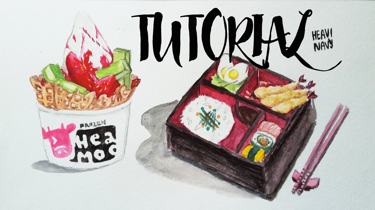 Bento Coloring Tutorial [Watercolor] - YouTube