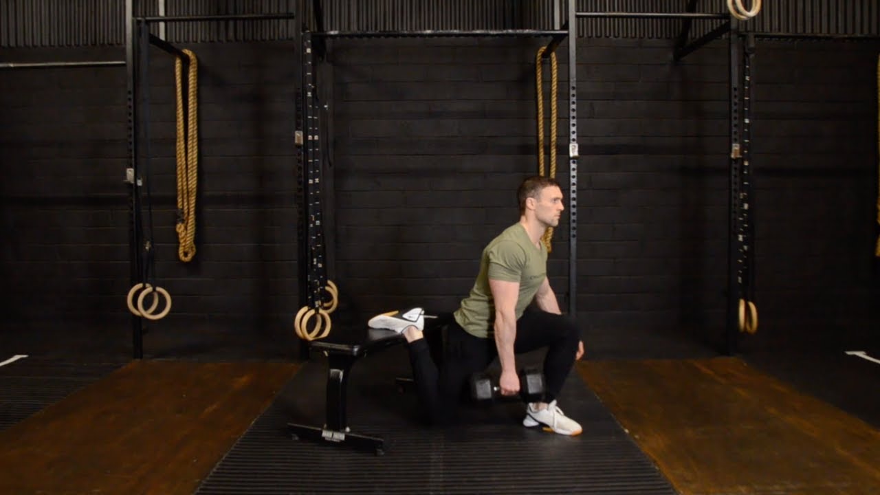 Bulgarian Split Squat with Single Dumbbell - YouTube