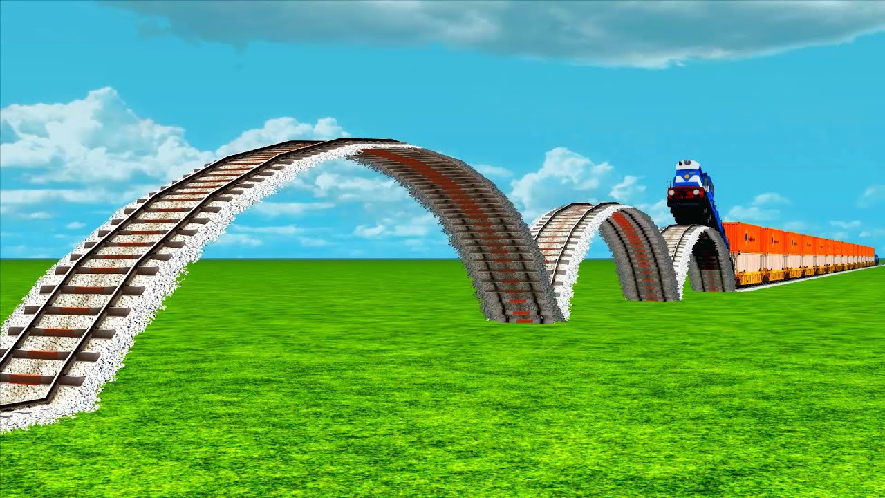 Fast Train Crashes Into Crazy Giant Triple Bumpy Railroad Track🚦 ...