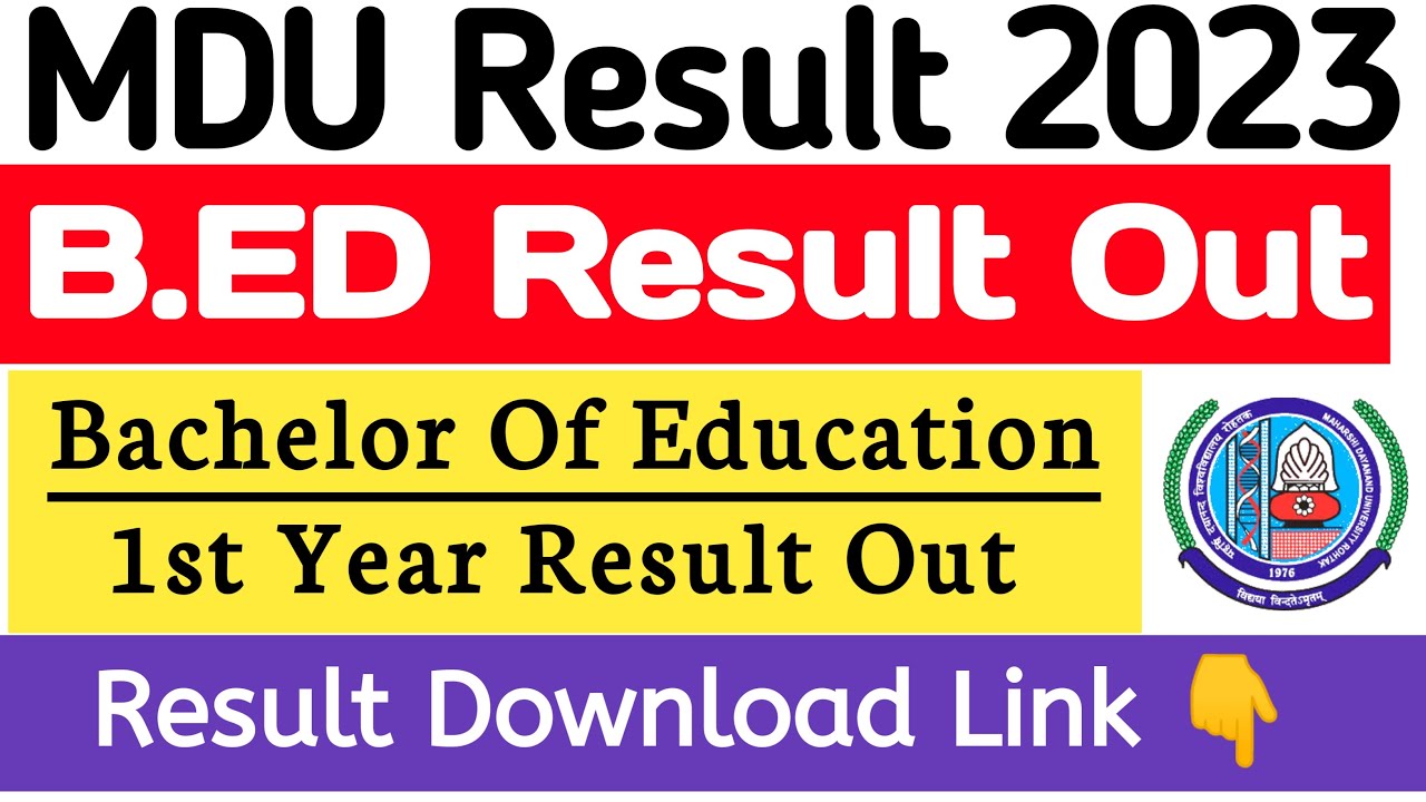 Mdu B.ED Result out 2023 | Mdu B.Ed 1st Year Result out 2023 | B.ed ...