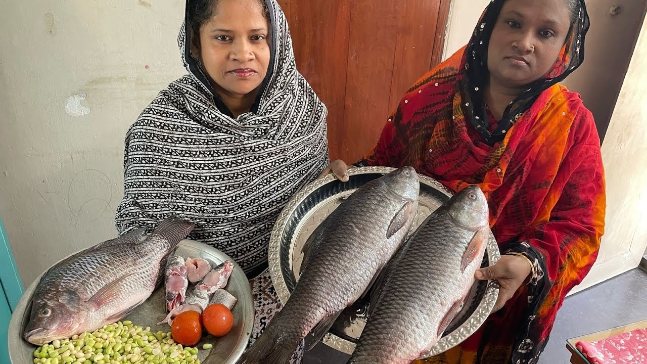 সিম এর বিচি দিয়ে সৌল মাছ ভুনা ও রুই মাছ ভাজা||sim er bichi diye shoul ...