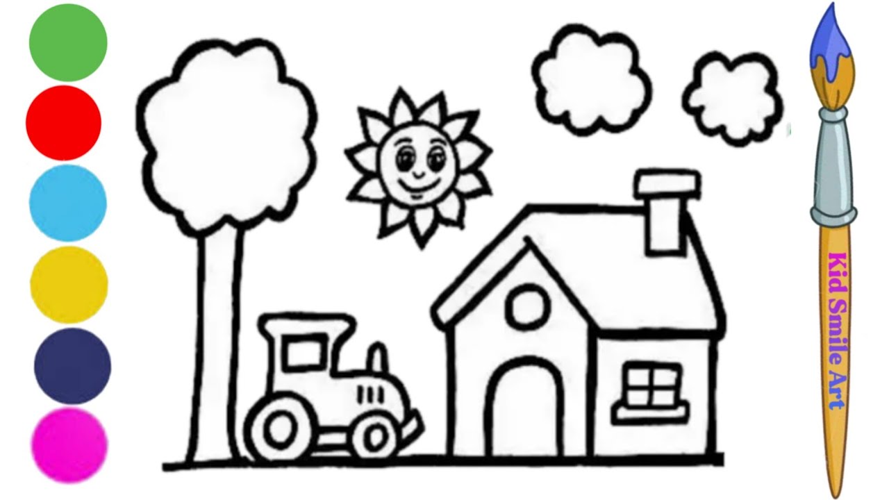 cute scenery drawing for kids|Drawing|Easy drawing - YouTube