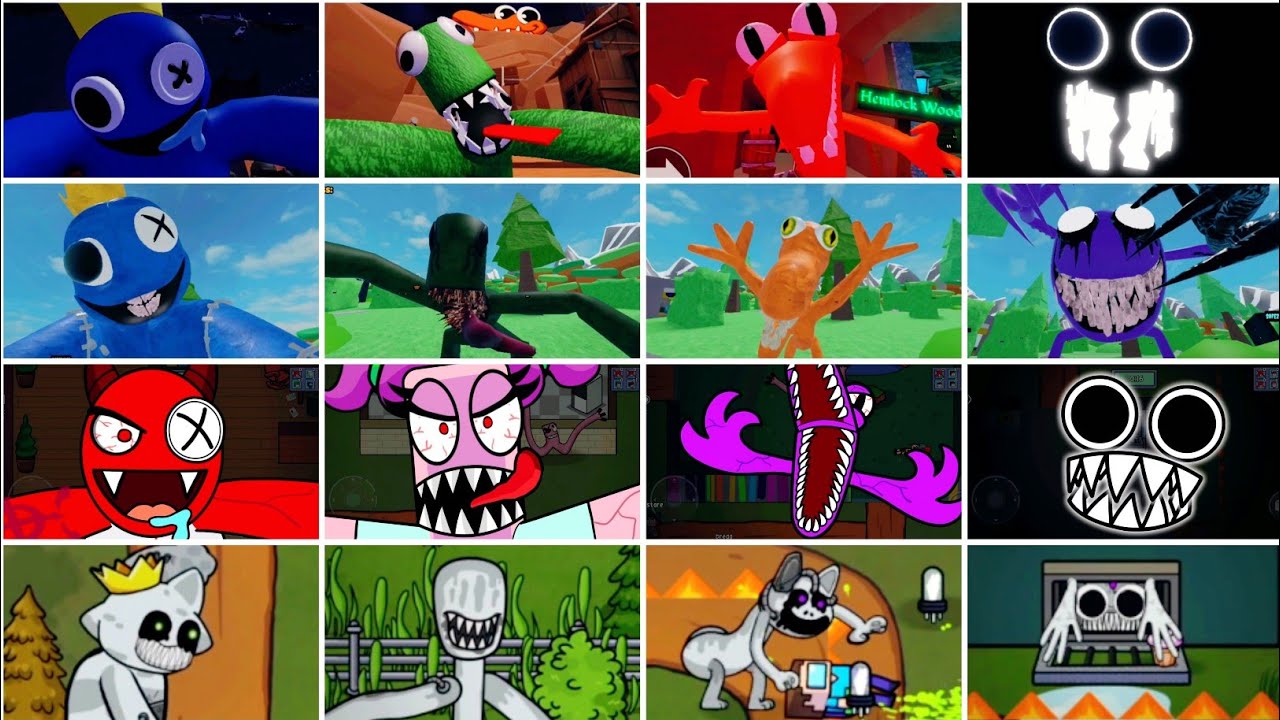 Rainbow Friends 2 All Jumpscares Vs Hungry Vs Alphabet Vs Zoonomaly ...