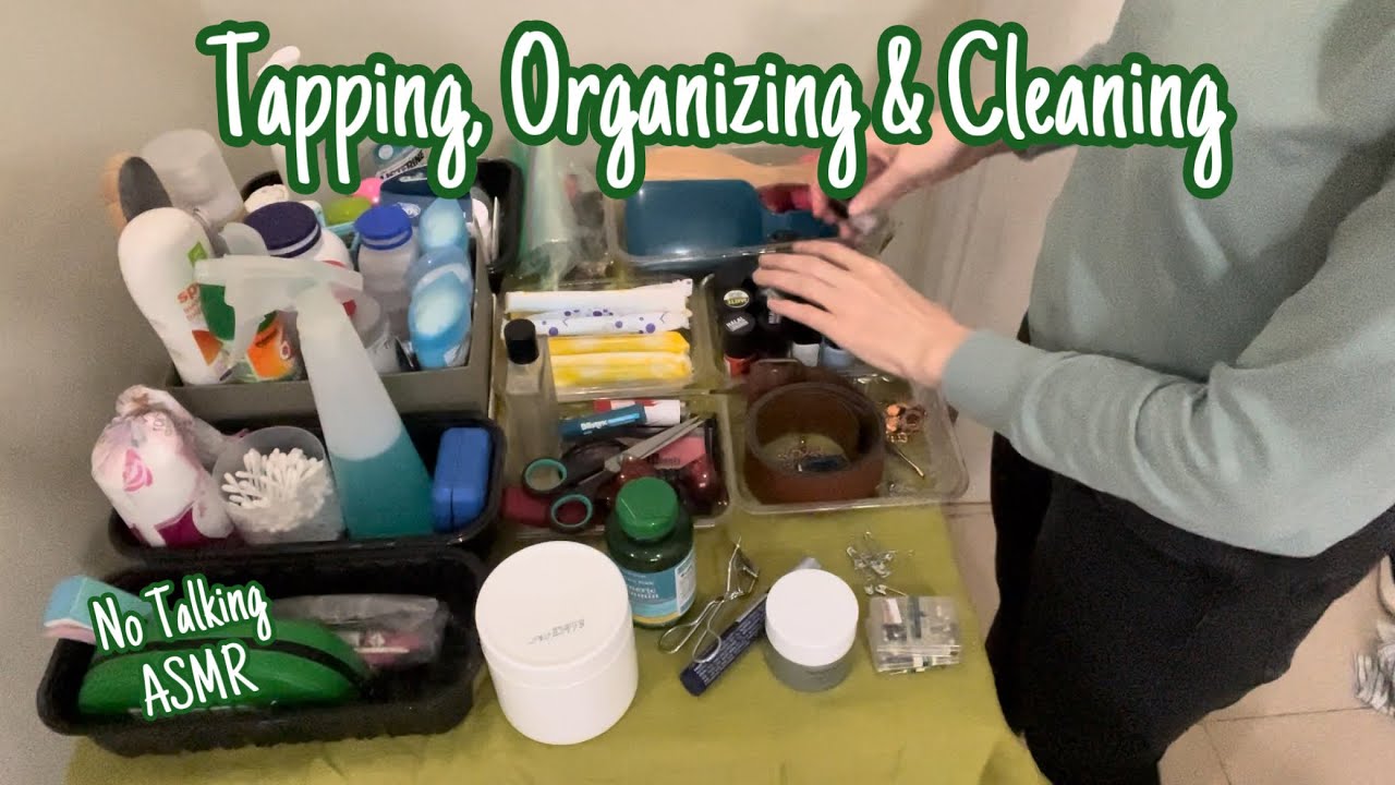 ASMR * Organizing My Bath & Body Products * Tapping * Cleaning * No ...