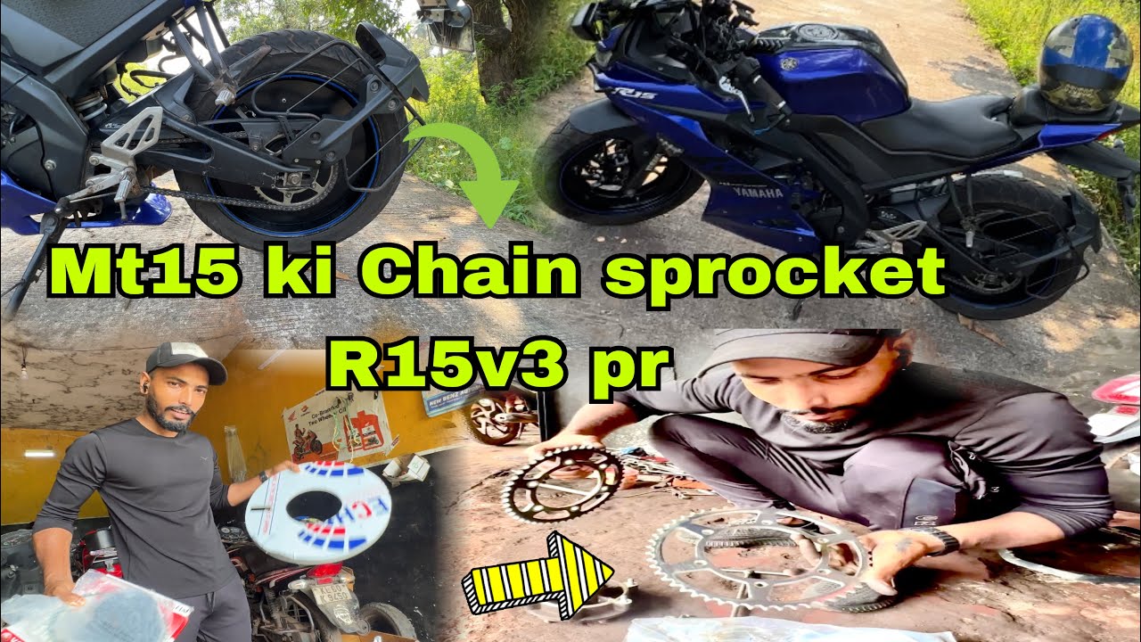 How To Yamaha Mt15 Chain Sprocket Installation In R15v3|| Chain ...
