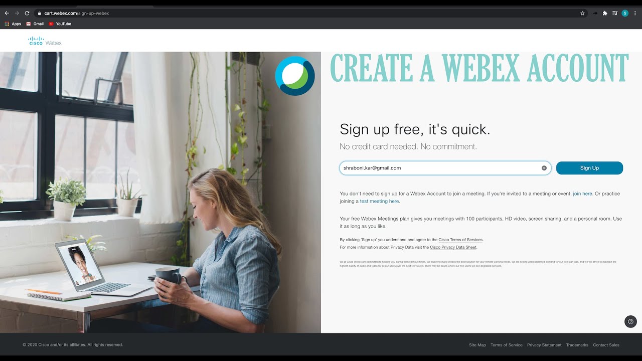 How To Create An Account In Webex - YouTube