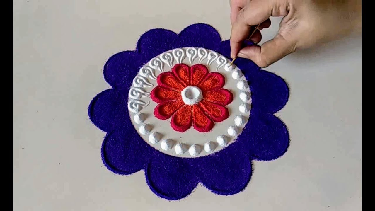 Easy and small rangoli for daily purpose - YouTube