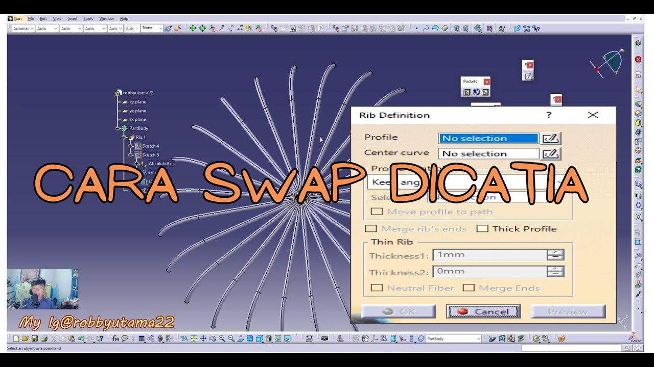CATIA V5 - Tutorial PARTDESIGN - TOOLS 3D RIB - YouTube