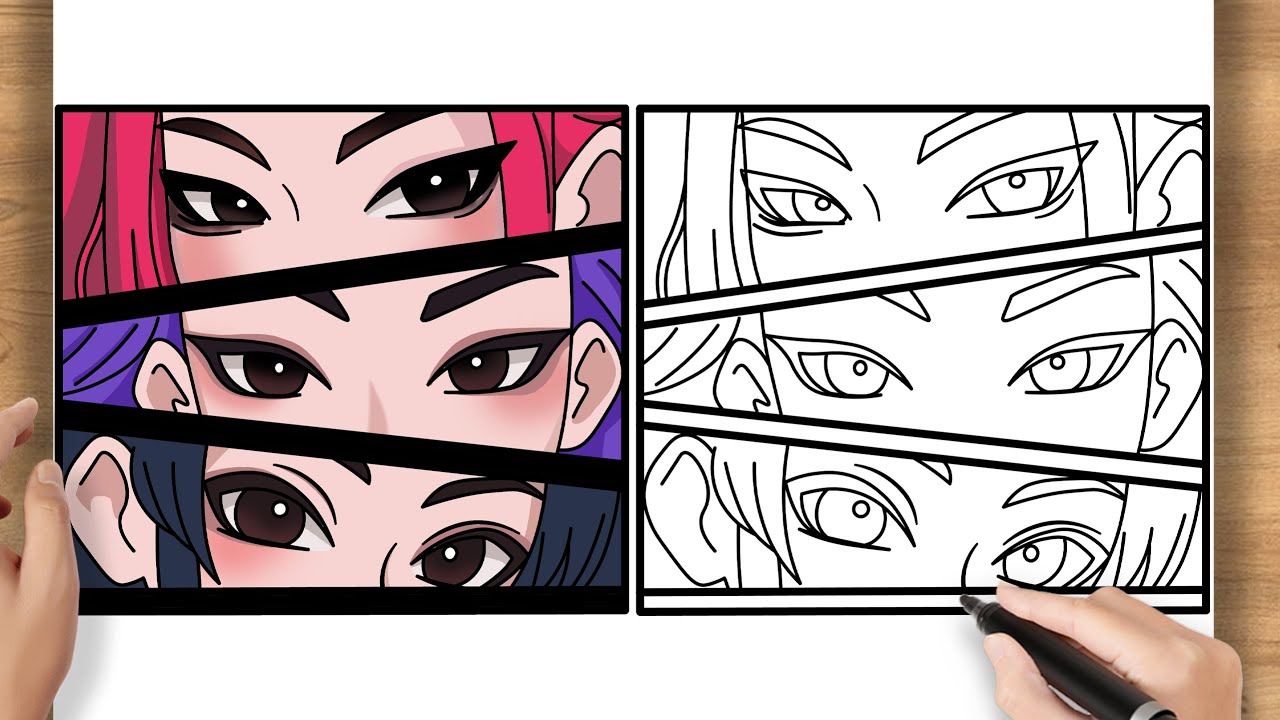 How to Draw Huntrix Eyes Rumi, Zoey & Mira Kpop Demon Hunters - YouTube