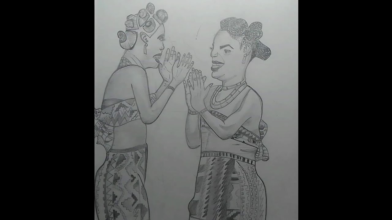 How to Draw Two Friends Playing Ampe - YouTube