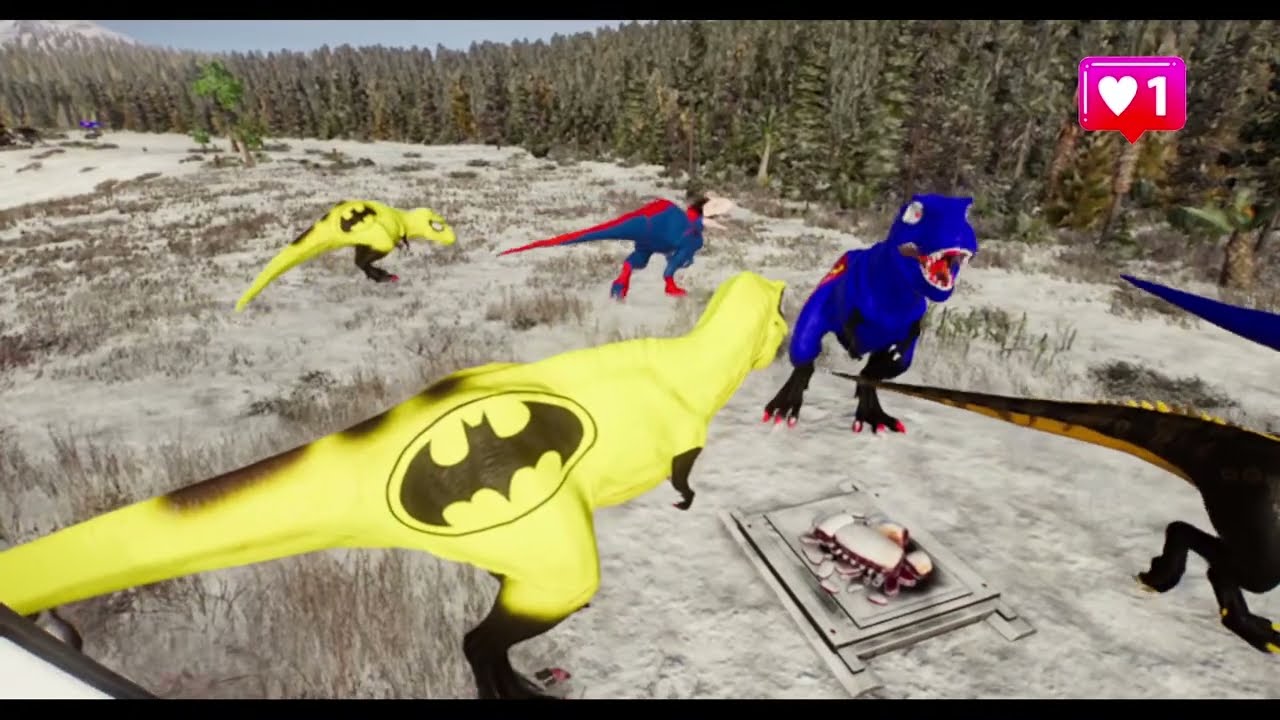BATMAN T-REX vs SUPERMAN TREX DEATH RUN EVOLUTION of DINOSAUR ...