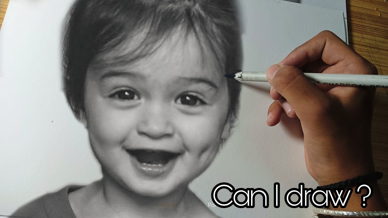 Drawing a small cute child|#cute #charcoalsketch #sketchportrait - YouTube